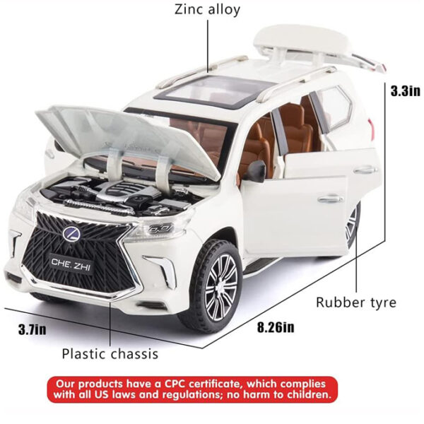 Lexus Land Cruiser Prado SUV Diecast Lexus lx 570 Toy Car White 1:24 ...